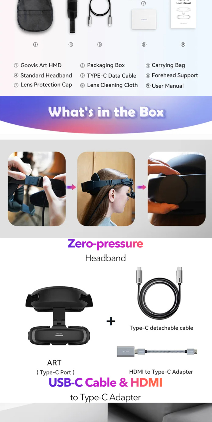 GOOVIS Art XR Smart Glasses High definition XR Head Mounted Display Portable for AR VR Game ...