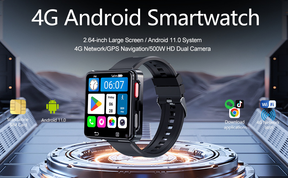 Nebula X Wrist Smartwatch Phone Android 11.0 Dual Camera 4G Network GPS ...