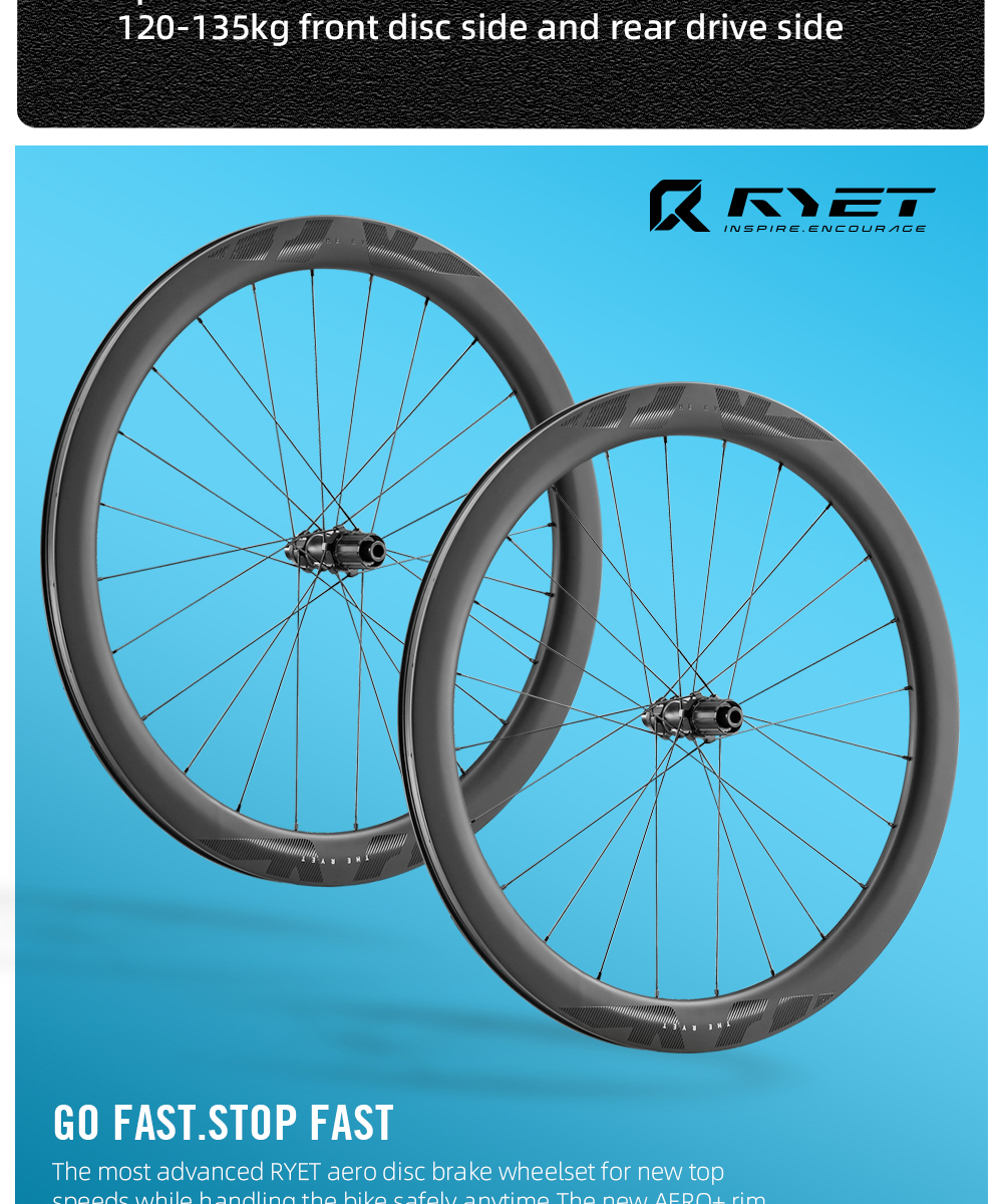 2025 RYET Carbon Wheels Disc Brake 700C Road Bike Wheelset 36T Ratchet CenterLock Hubsets Carbon ...