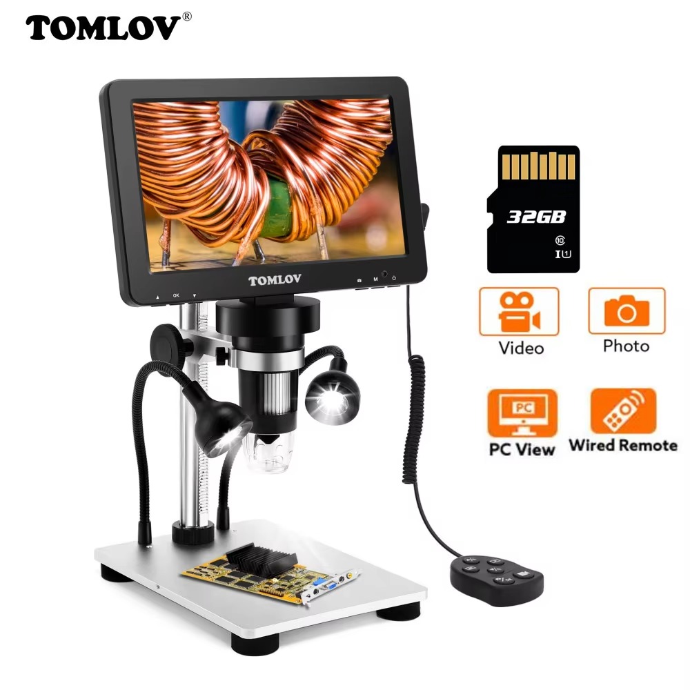 TOMLOV Professional Electronic USB Digital Microscope 1200x 7" LCD ...