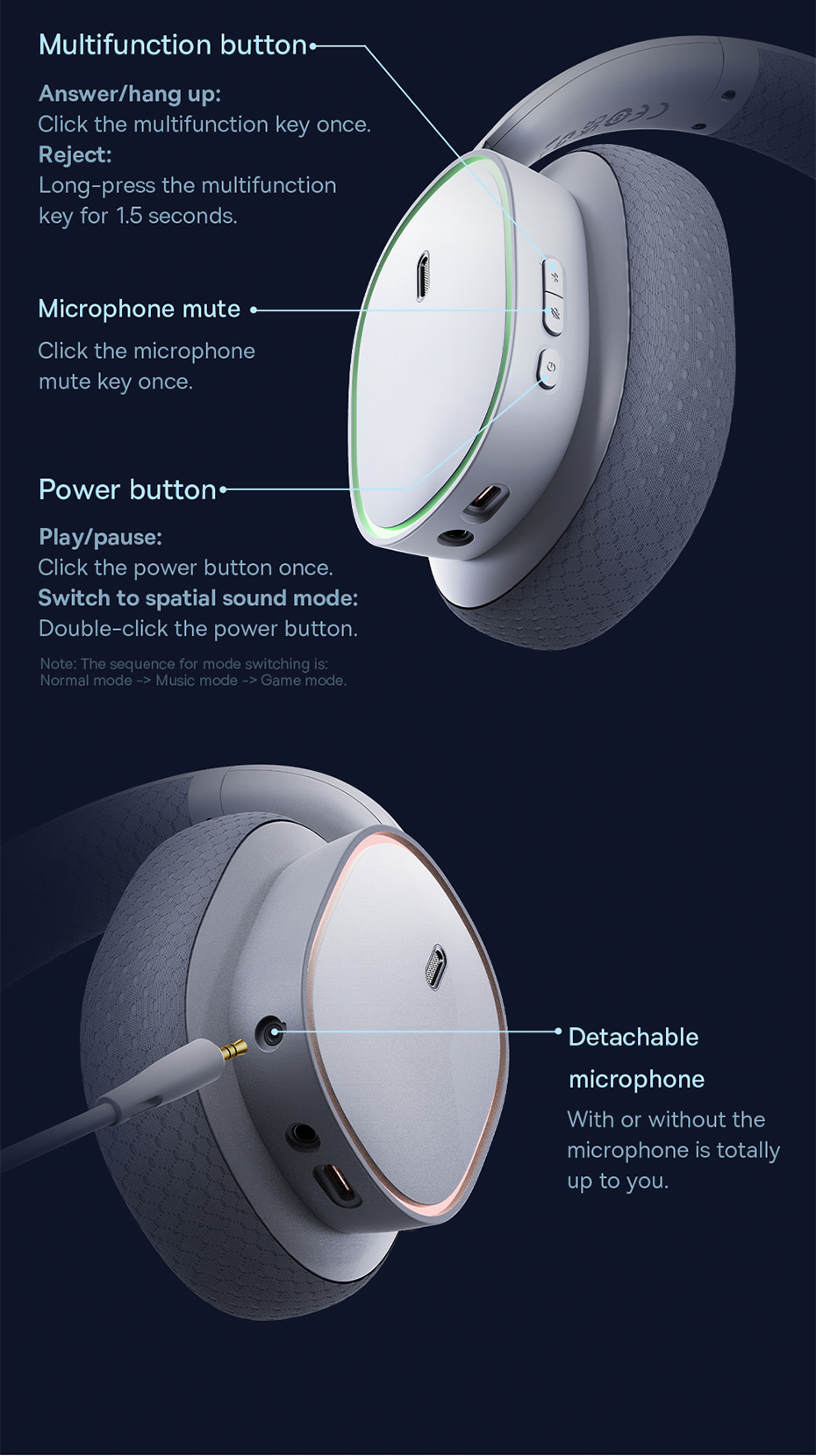 Baseus AeQur GH02 Gaming Wireless Headphones High Quality Sound 4 ...