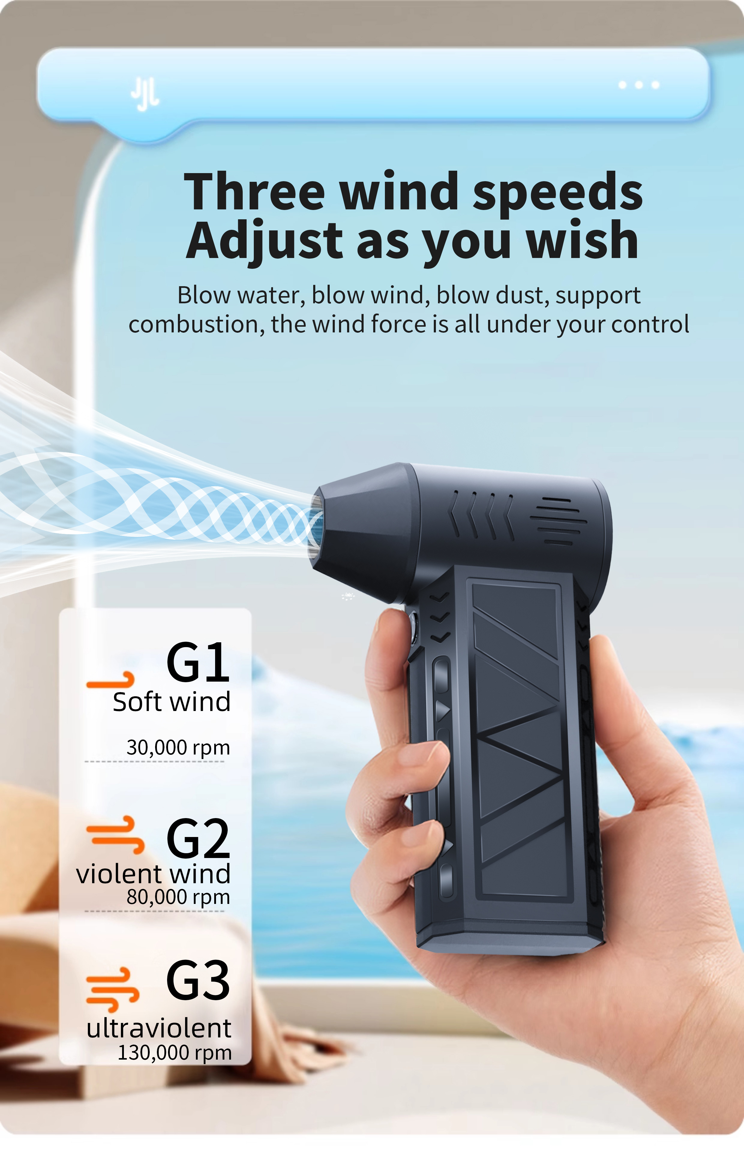 【MY STOCK】Mini Jet Blower 130000 RPM Cordless Jet Hair Dryer Mini Fan ...