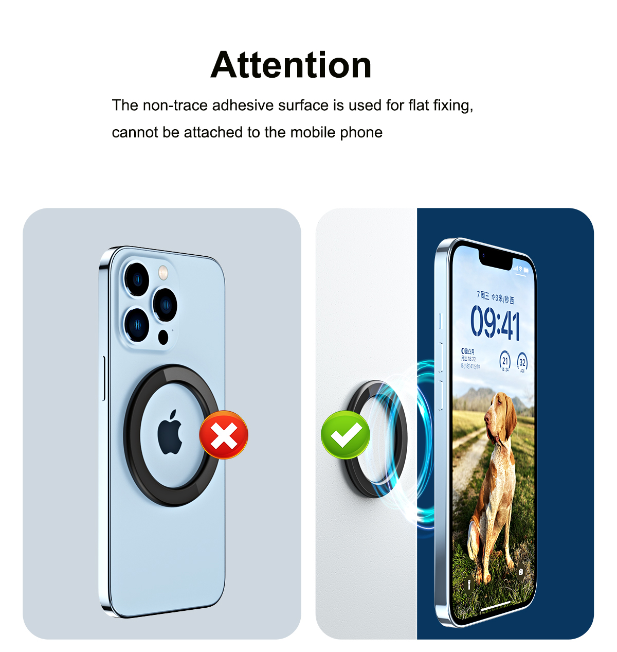 Magsafe Wall Sticker Holder Magnetic Sticker Phone Holder for iphone15 ...