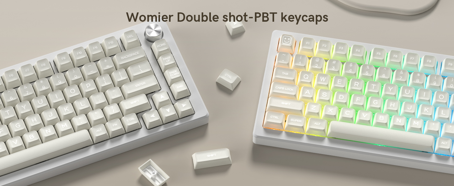 WOMIER White Jade Translucent Keycaps 140 Keys Double Shot PBT Key Caps ...