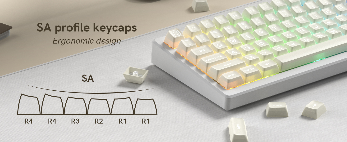WOMIER White Jade Translucent Keycaps 140 Keys Double Shot PBT Key Caps ...