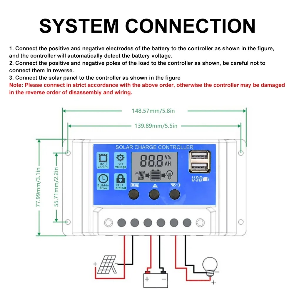 Solar Charge Controller 12V/24V PWM 10A 30A with Adjustable LCD Display Timer Setting | Shopee ...