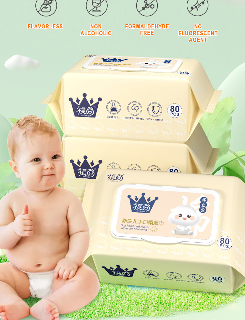 80PCS NON ALCOHOL BABY WIPES / BABY WET TISSUE ANTI BACTERIAL ALCOHOL ...