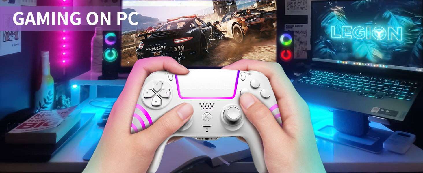 Pack Wireless PS4 Controllers with RGB LED Lighting | Double Shock ...