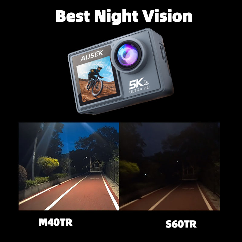 Orig AUSEK M40TRW Action Camera 5K 30fps Ultra HD Touch Screen AT-M40TRW Night Vision EIS Sport ...