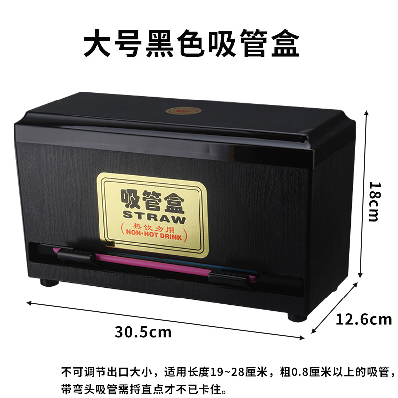 Black Straw Dispenser Bulk Straw Box Drink Storage Case Bekas Penyimpan ...