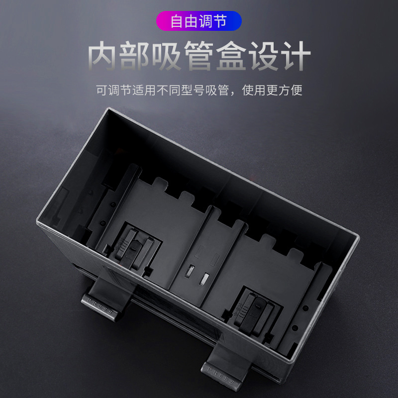 Black Straw Dispenser Bulk Straw Box Drink Storage Case Bekas Penyimpan ...