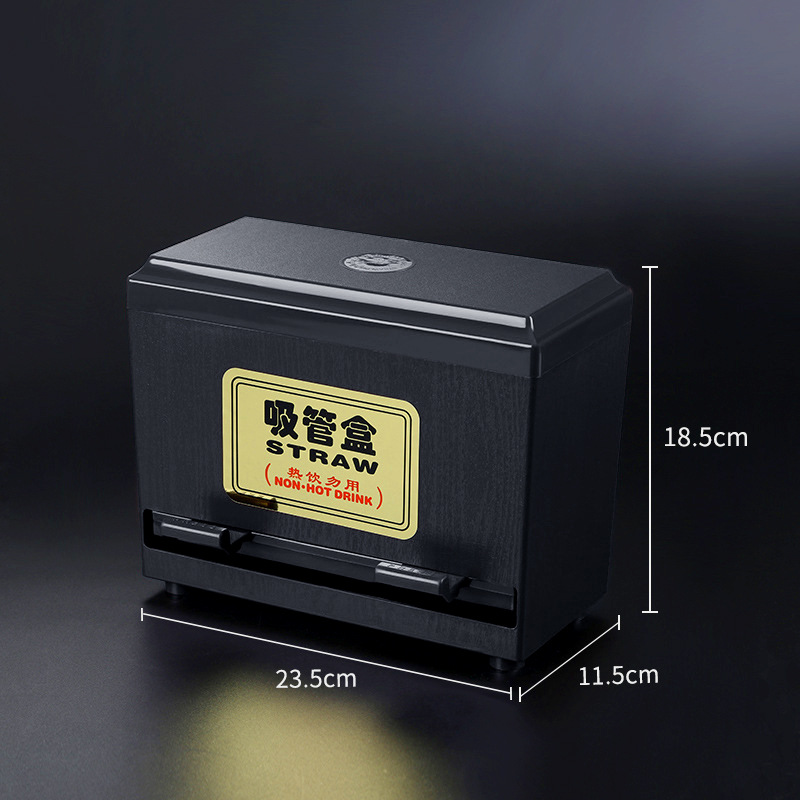 Black Straw Dispenser Bulk Straw Box Drink Storage Case Bekas Penyimpan ...