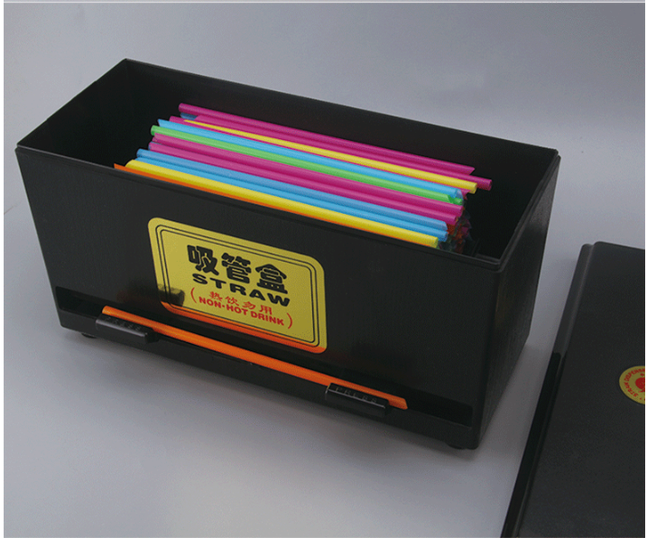 Black Straw Dispenser Bulk Straw Box Drink Storage Case Bekas Penyimpan ...