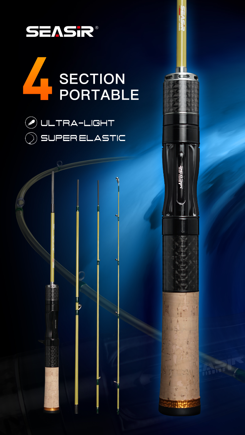 SEASIR Silent Stream Ejection BFS 4 Sections Fihsing Rods Carbon Fiber ...