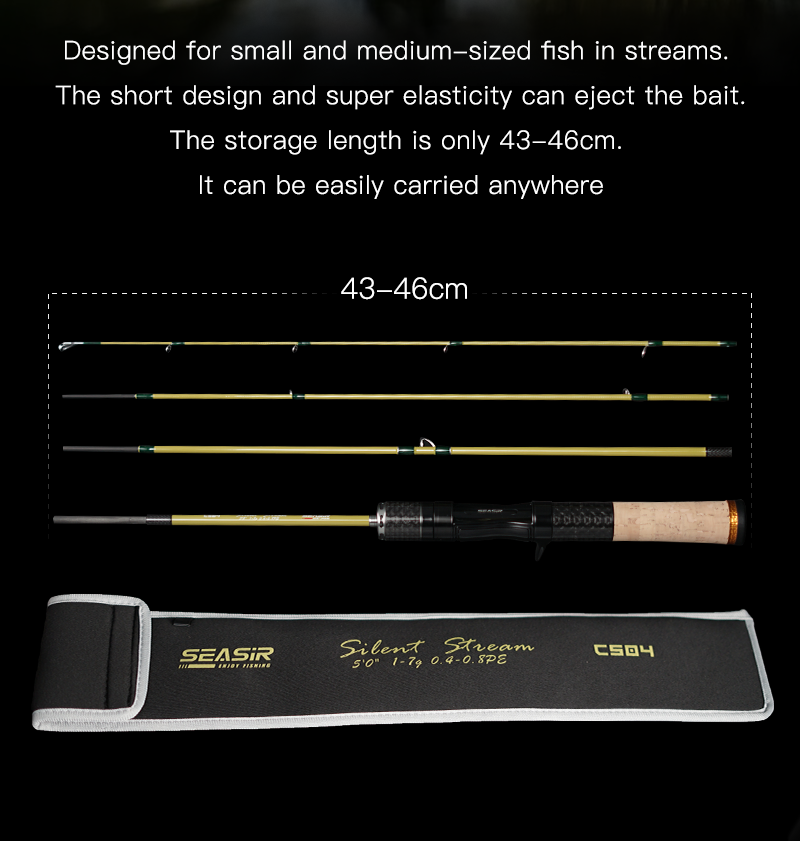 SEASIR Silent Stream Ejection BFS 4 Sections Fihsing Rods Carbon Fiber ...