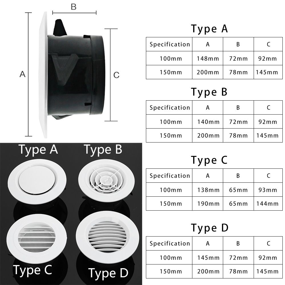 MIOSHOP 100/150mm Durable Air Vent Extract Valve Grille Round Diffuser ...