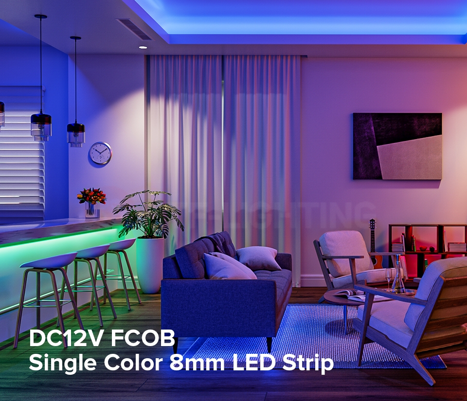 BTF-LIGHTING 5m 8MM COB LED strip light 480LEDs/m Red/Green/Blue/Pink ...