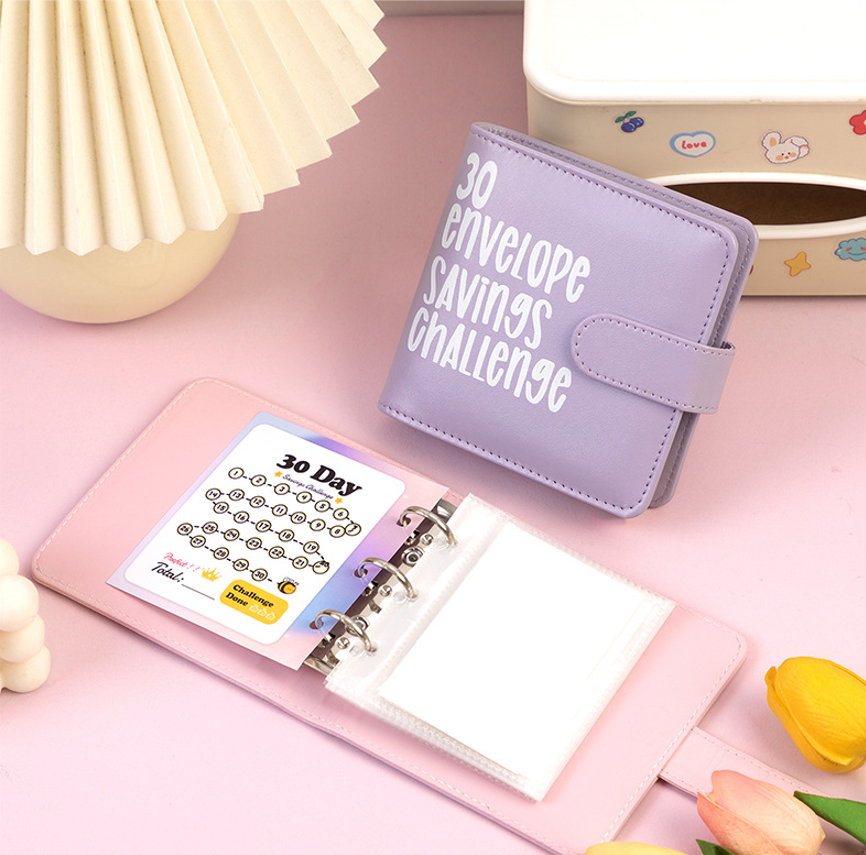 30 day envelope challenge savings book, PU leather binder savings book ...