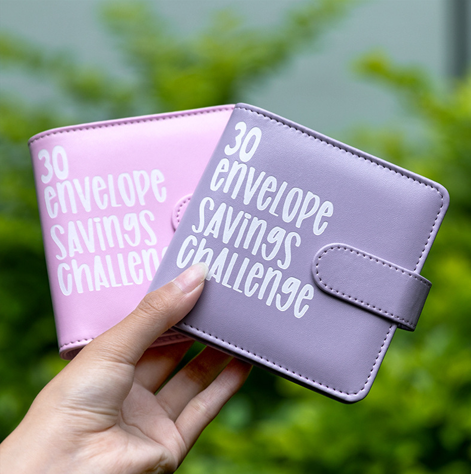 30 day envelope challenge savings book, PU leather binder savings book ...