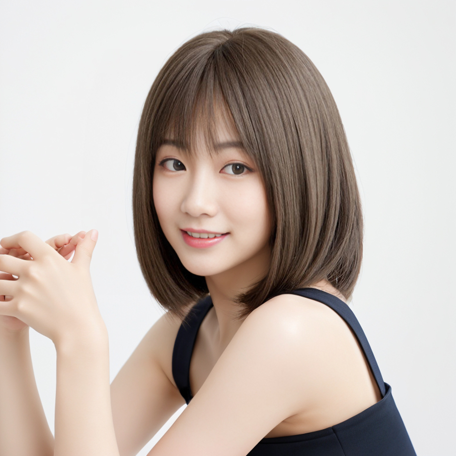 Japanese and Korean wig female bobo head short straight hair ...