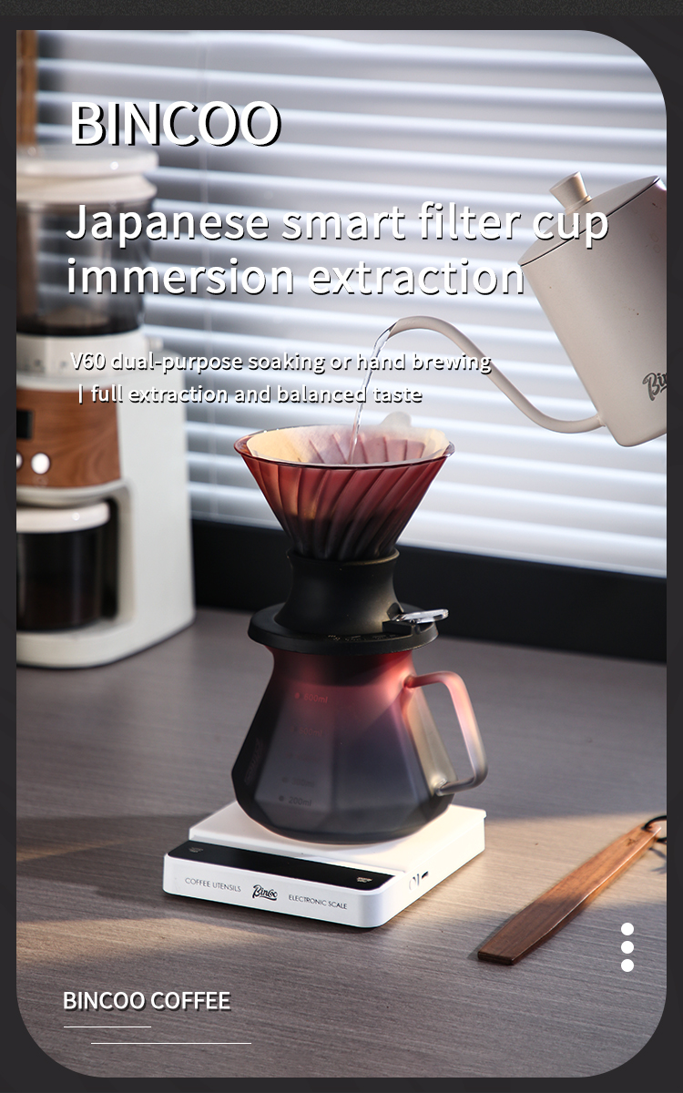 BINCOO Hand-brewed Coffee Smart Cup V60 Filter Cup Coffee Pot with ...