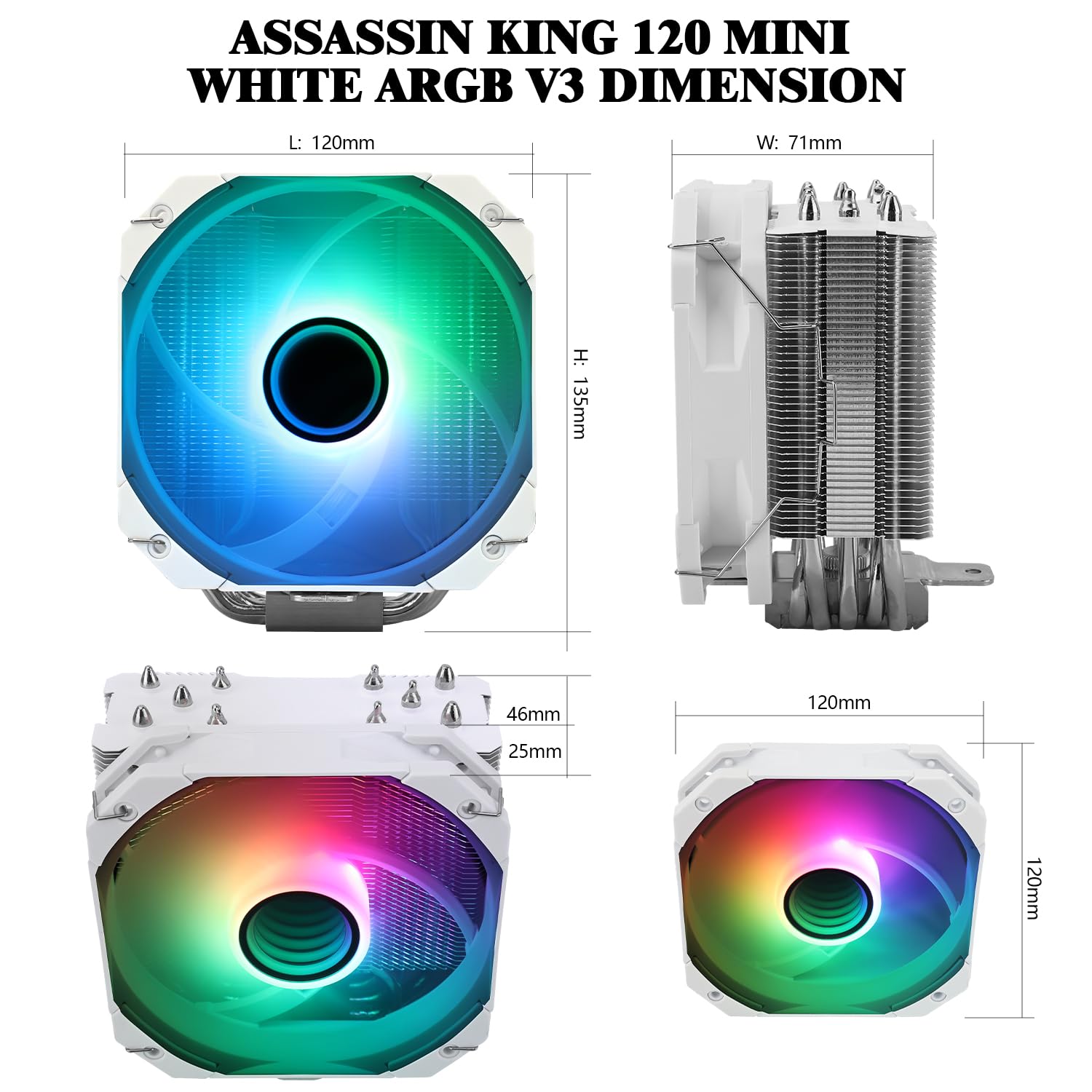Thermalright AK120 MINI CPU Air Cooler 5 Heat pipes Chassis heat PC ...