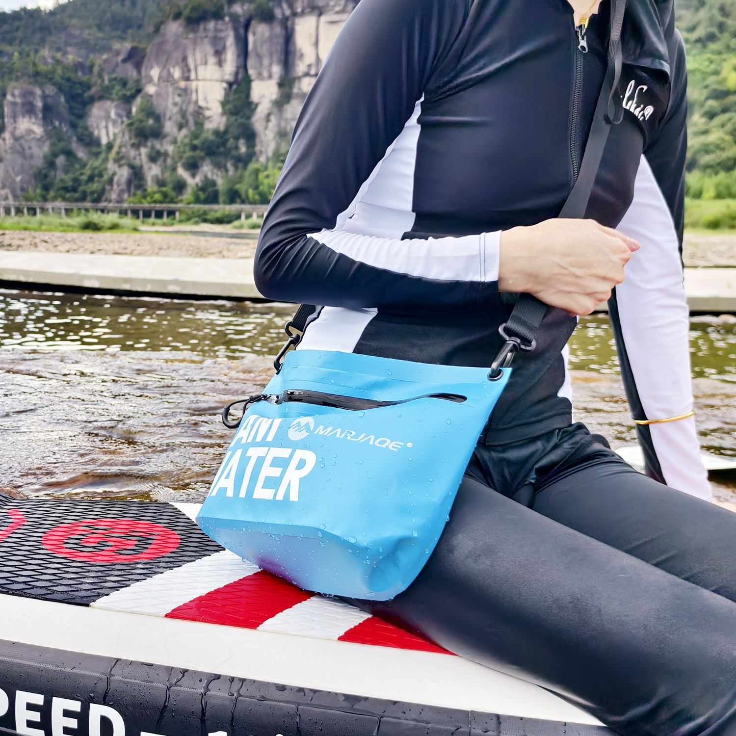 MARJAQE Waterproof Diving Bag with Zipper PVC Swimming Shoulder Pack ...