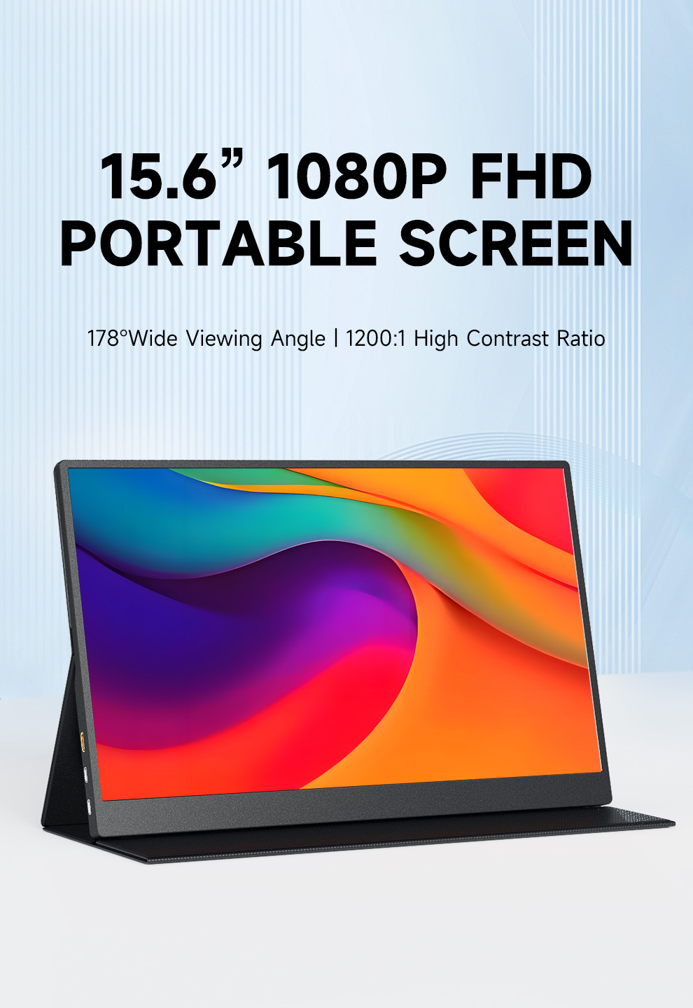 Portable Monitor 15.6 inch FHD 1080P USB C HDMI Gaming Ultra-Slim IPS ...