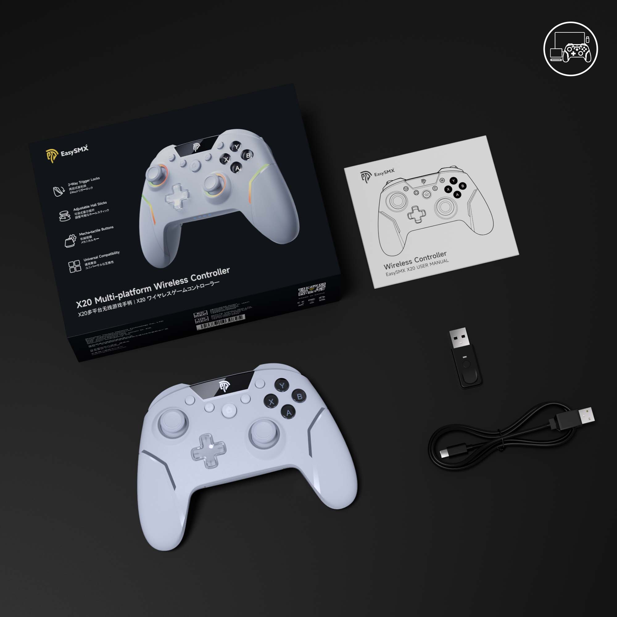 EasySMX X20 Gaming Controller PC Version Switch Pro Wireless Steam ...