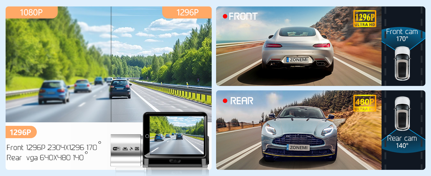 2K Dash Cam Wifi Gps ADAS Car Camera Asawin 2.45" Touch Ips Screen ...
