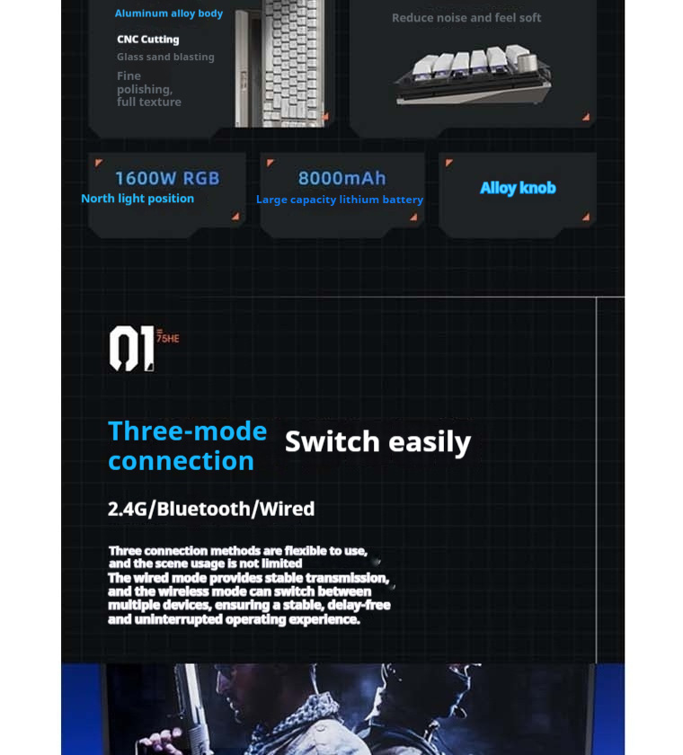 SKN QingNiao 75HE Magnetic axis keyboard Wireless three mode aluminum Tutuo gaming gaming ...