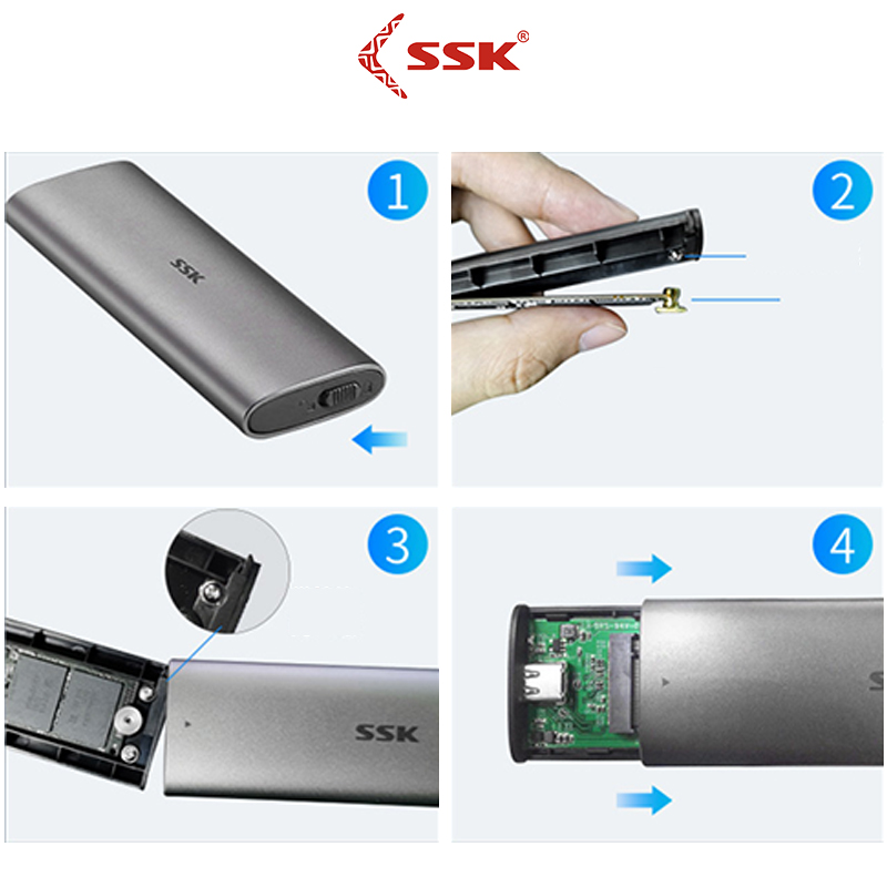 SSK M.2 SSD NVME SATA Enclosure Dual Protocol NVME SATA SSD Case 2242 ...