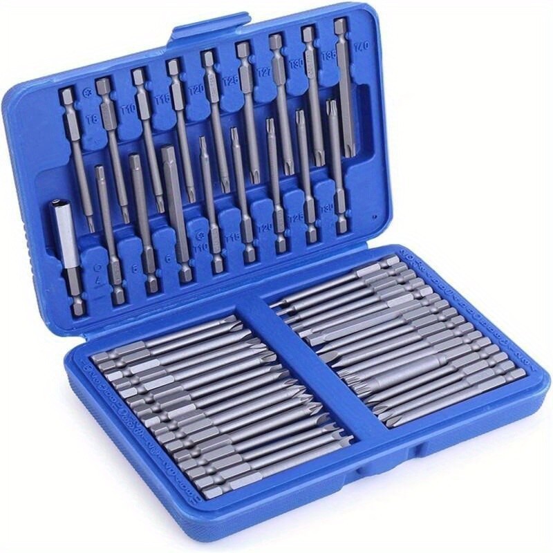 50pcs 75mm 1/4" Extension Security Screw Bits Set with Case, Hex, Star ...