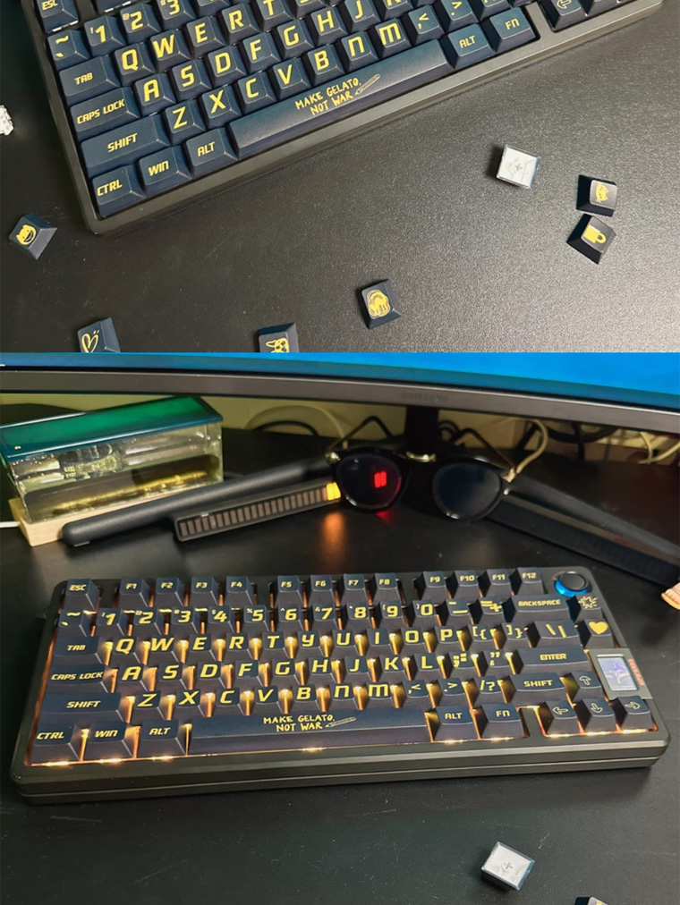 Black Gold Theme Keycaps Original Factory Height Black Storm Keycaps ...