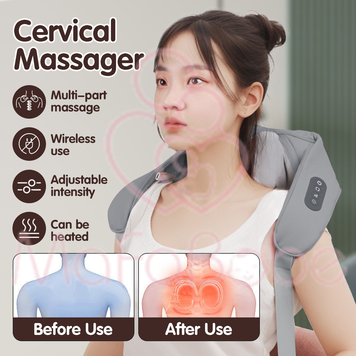 MafaBabe Neck Shoulder Massager (Pengurut Bahu) Wireless Body Kneading ...