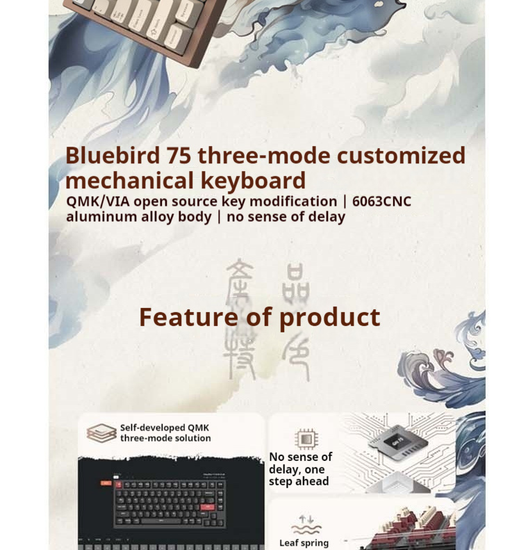 SKN QingNiao 75 81-key Mechanical keyboard Wireless 3-mode aluminum blob Custom Gasket ...