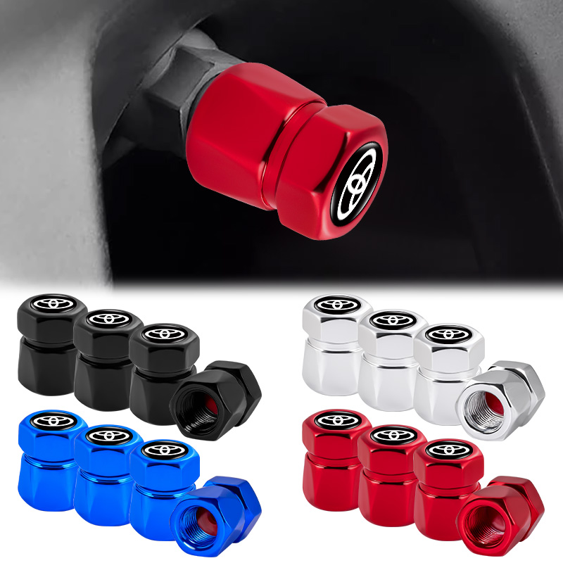 4pcs Aluminum Alloy Hexagonal Car Tyre Cap Car Logo Wheel Tire Leak ...