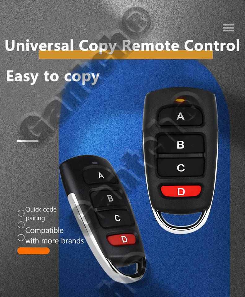 Wireless RF433Mhz 315Mhz Copy Remote Control Auto 4 Channel Code Garage ...