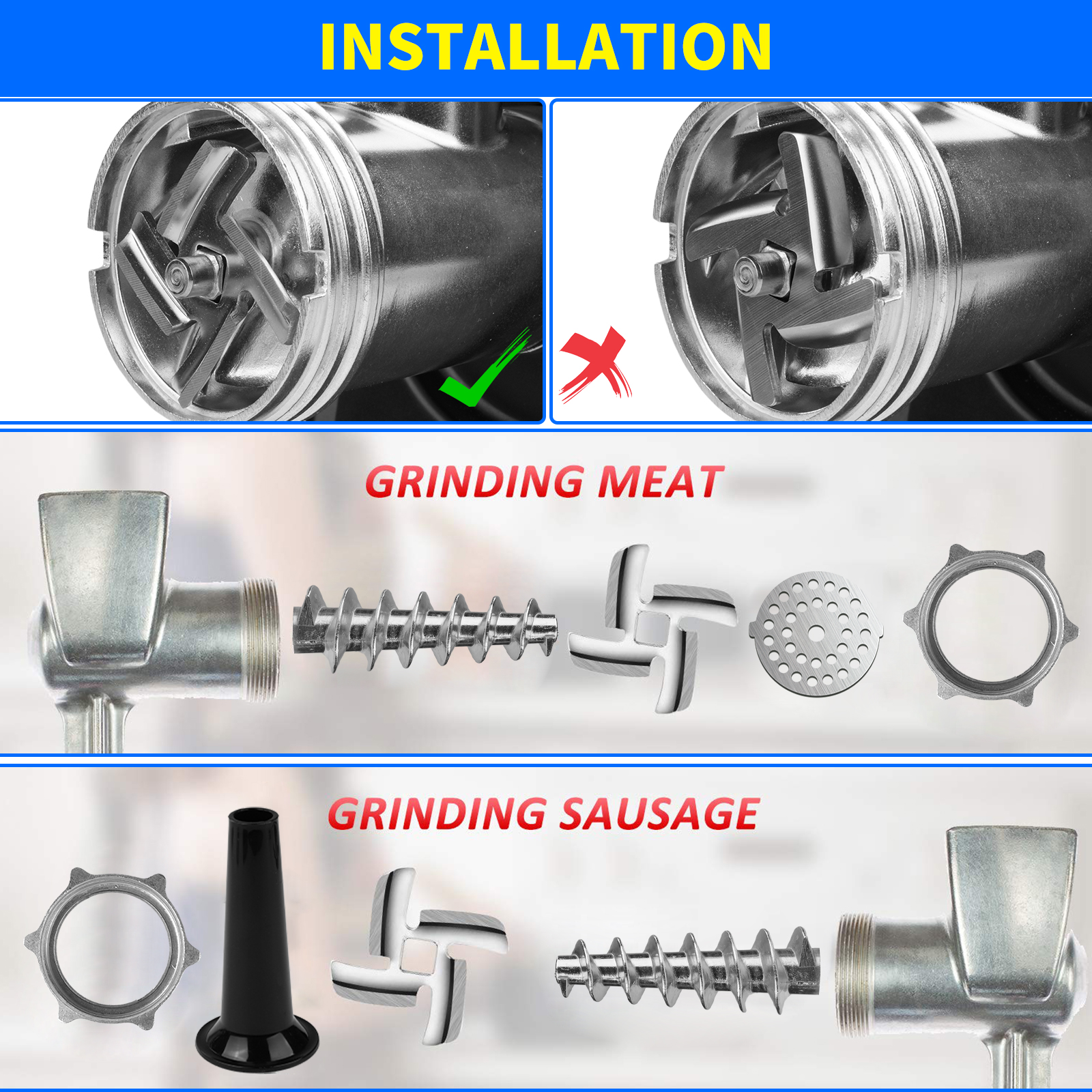 IGRLACE 3800W Multifunctional Meat Grinder + Vegetable Cutter 9 in 1 ...