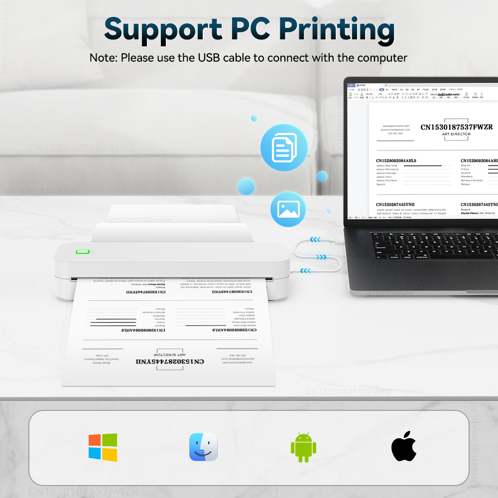 D210 Portable Wireless Bluetooth Thermal Printer A4 Document Phone ...