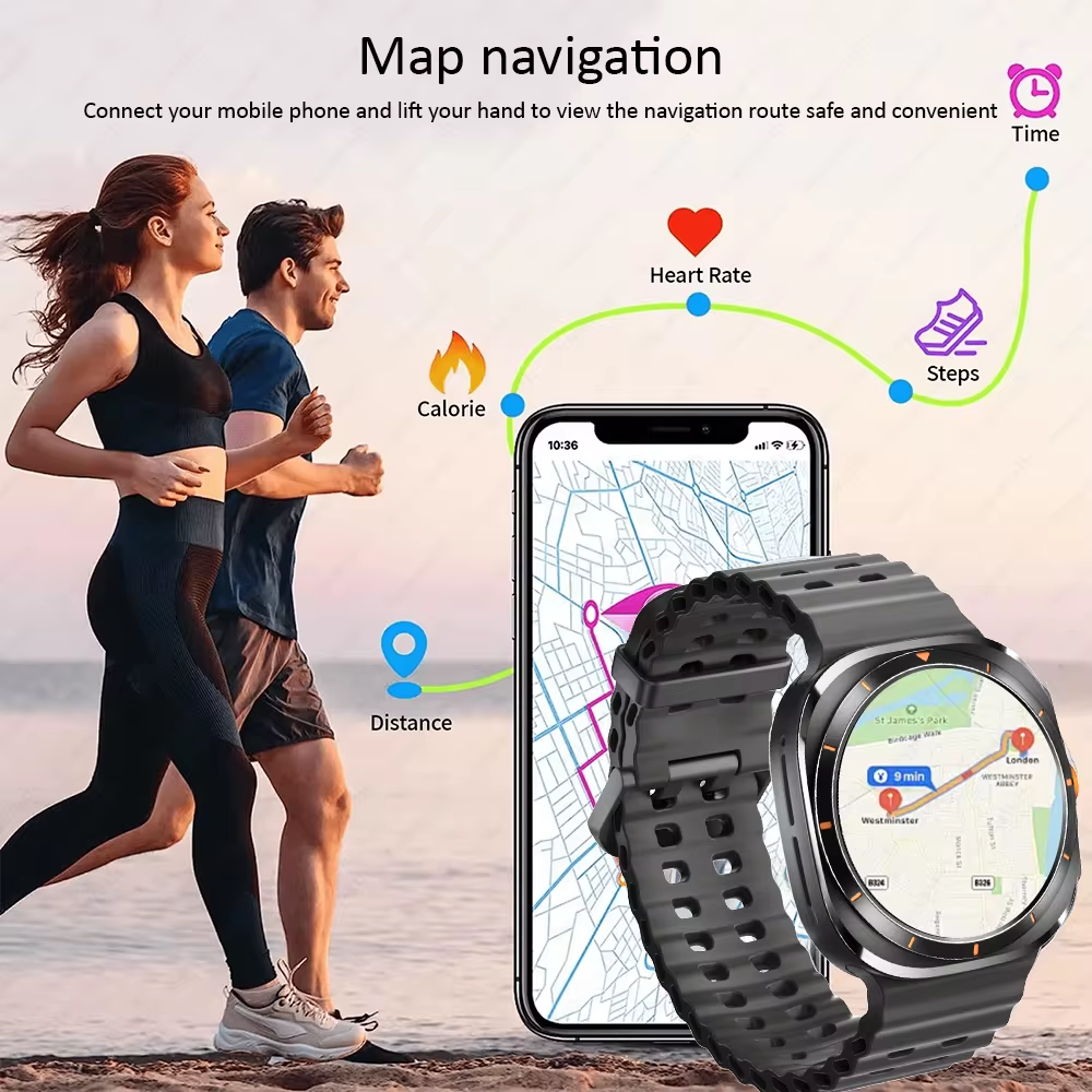 New For Samsung Galaxy Watch 7 Ultra GPS Track Smart Watch Men AMOLED ...