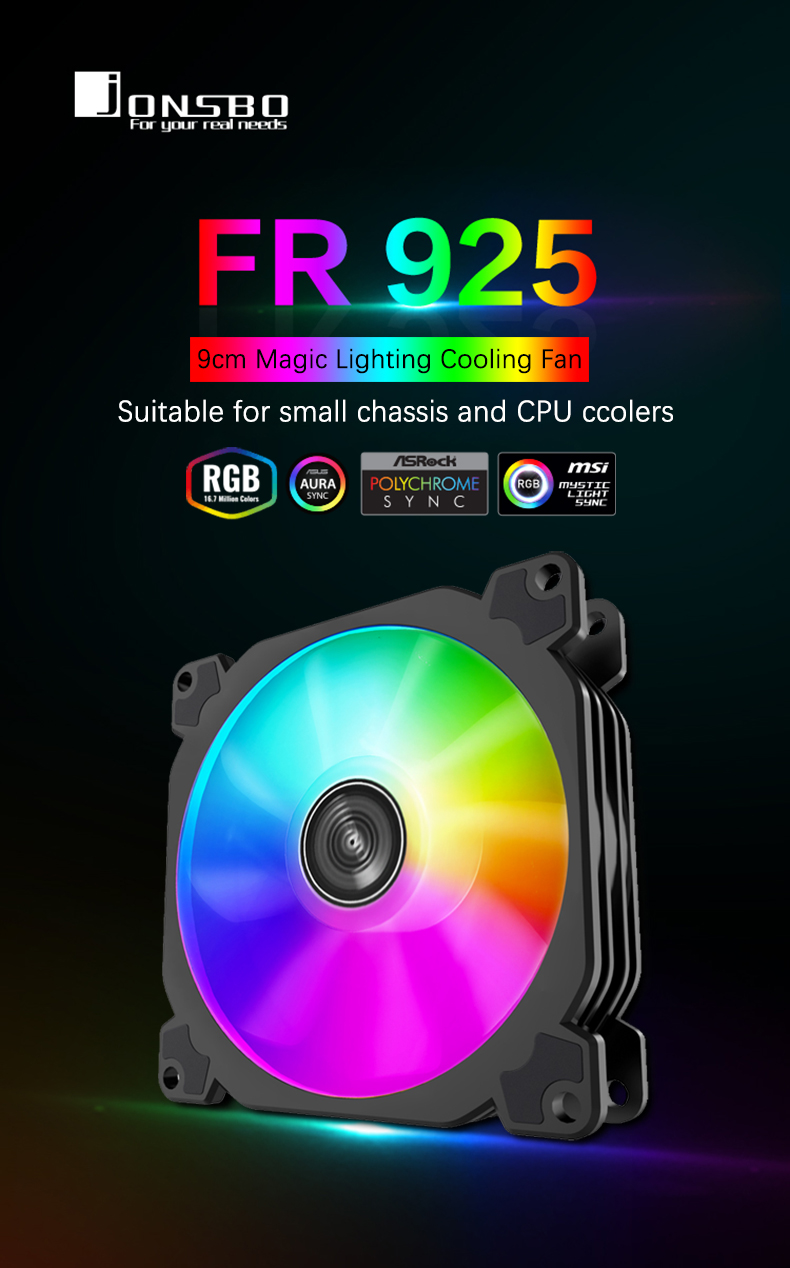 JONSBO FR925 RGB 92mm High Air Volume Chassis Silent Cooling Fan Light ...