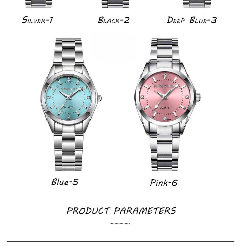 Stylish RUIWAY Women's Quartz Watch: Luxury Rhinestone, Stainless Steel ...