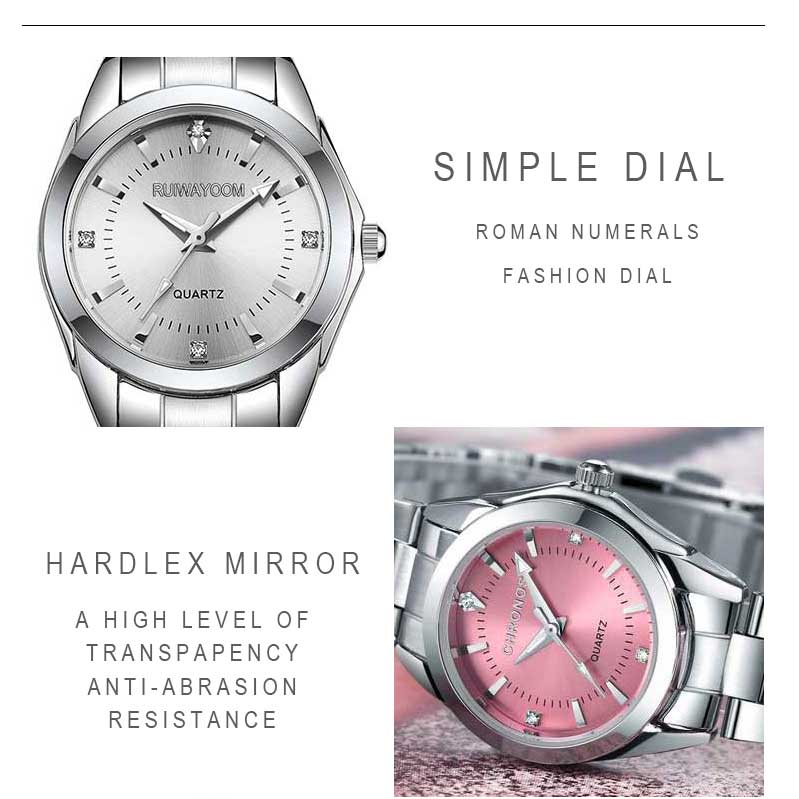 Stylish RUIWAY Women's Quartz Watch: Luxury Rhinestone, Stainless Steel ...