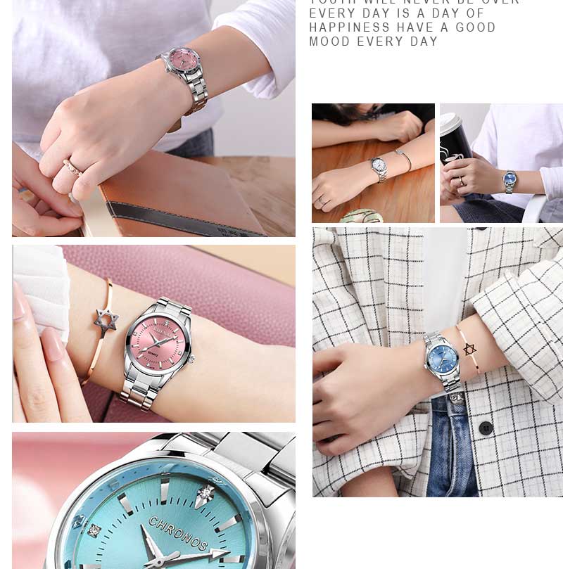 Stylish RUIWAY Women's Quartz Watch: Luxury Rhinestone, Stainless Steel ...
