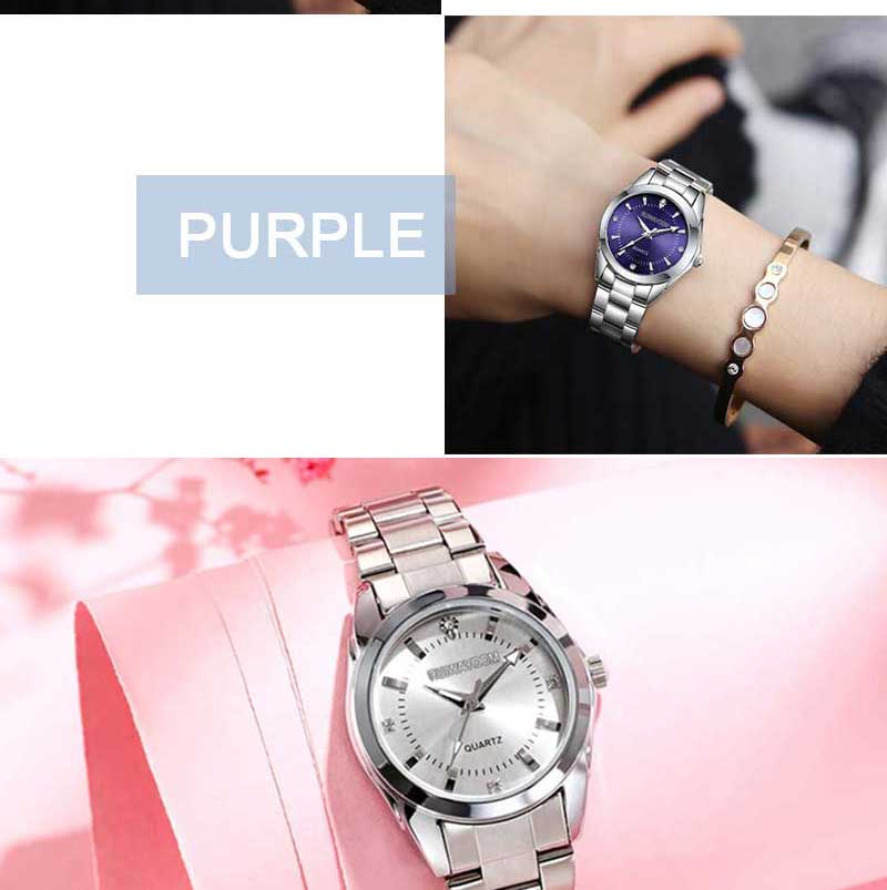 Stylish RUIWAY Women's Quartz Watch: Luxury Rhinestone, Stainless Steel ...
