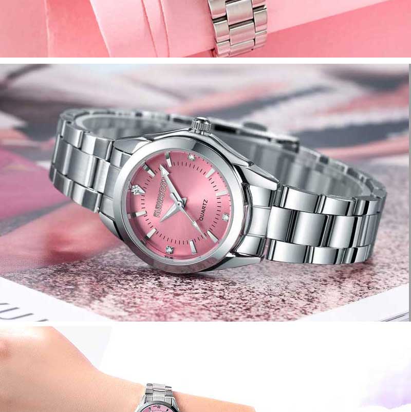 Stylish RUIWAY Women's Quartz Watch: Luxury Rhinestone, Stainless Steel ...