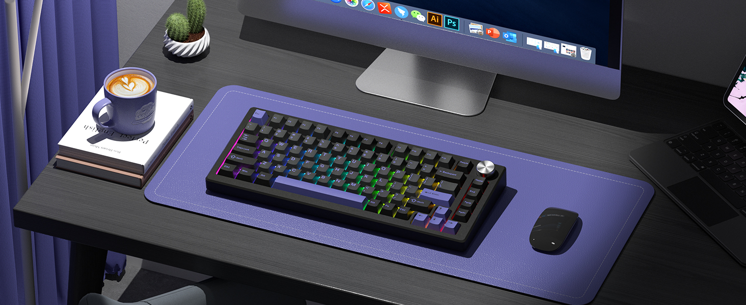 WOMIER Dark Purple Double Shot Keycaps 130 Keys Custom PBT Key Caps ...
