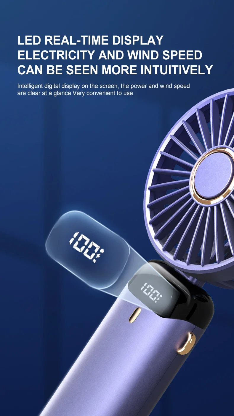 USB Handheld Mini Fan Foldable Portable Neck Hanging Fans 5 Speed ...