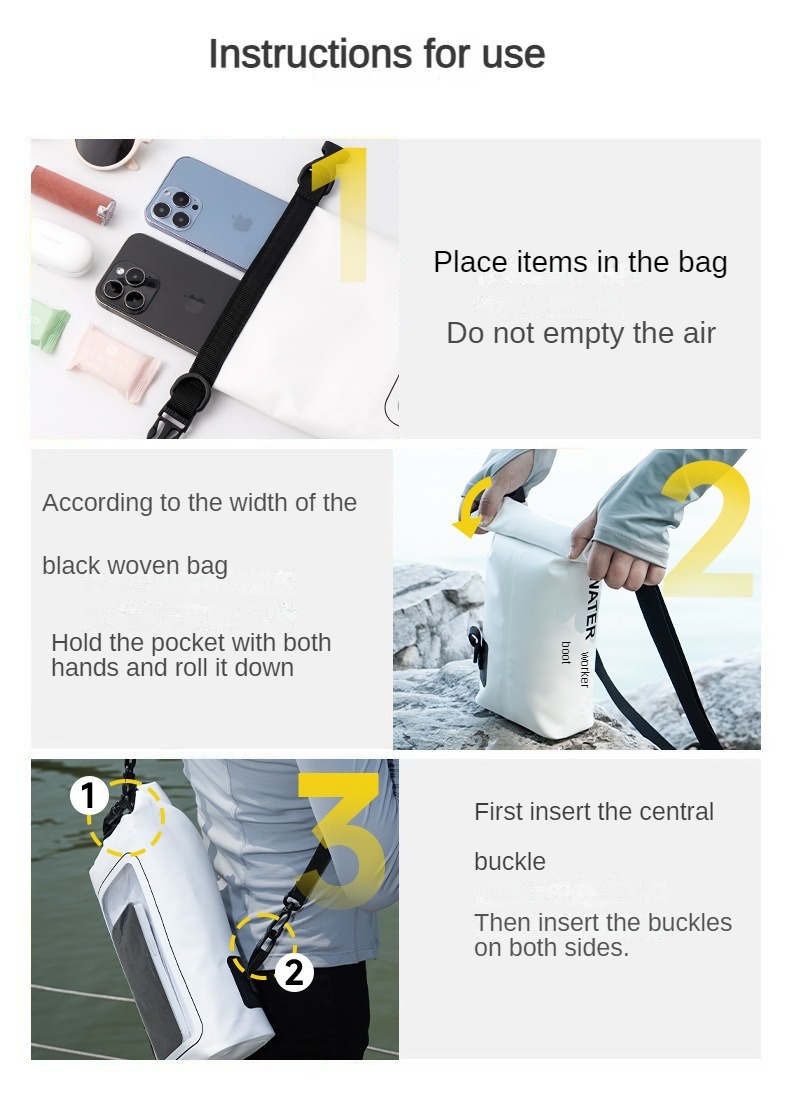 Ipx6 Waterproof Roll-Top Drying Bag (2L 5L), Mobile Phone Waterproof Bag Suitable for ...